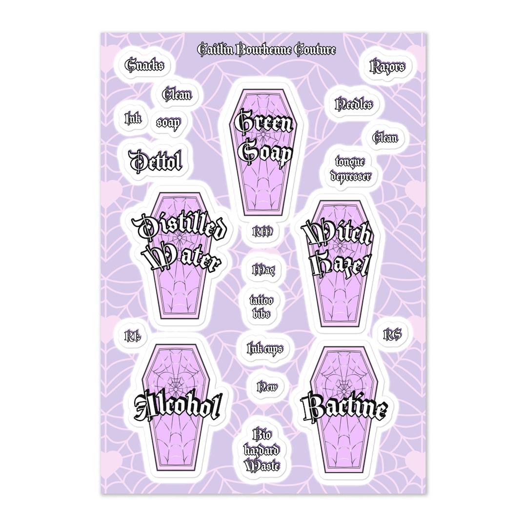 Coffin Tattoo Label Sticker Sheet - Etsy