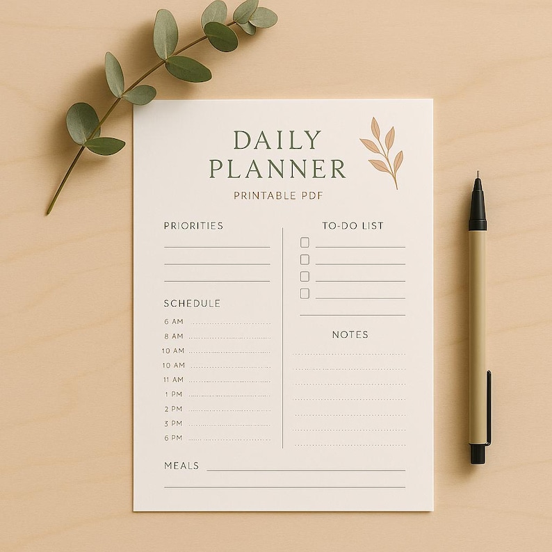 Daily Planner Printable | Priorities, Schedule, To-do List (digital ...