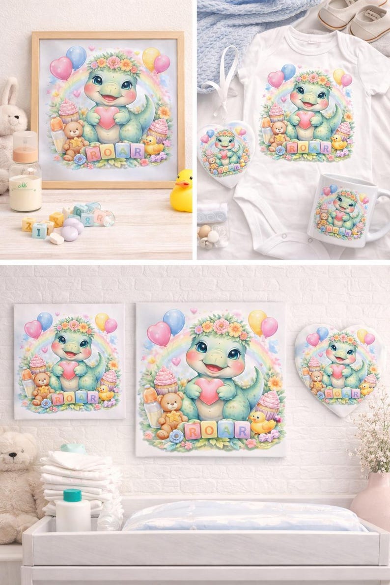 Baby Animal Sublimation Bundle: Dinosaur, Elephant, Giraffe, Monkey ...