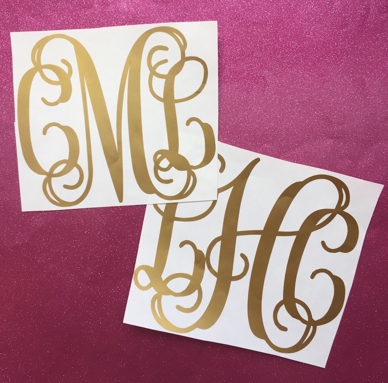 Gold Monogram Vinyl Decal Sticker | Etsy