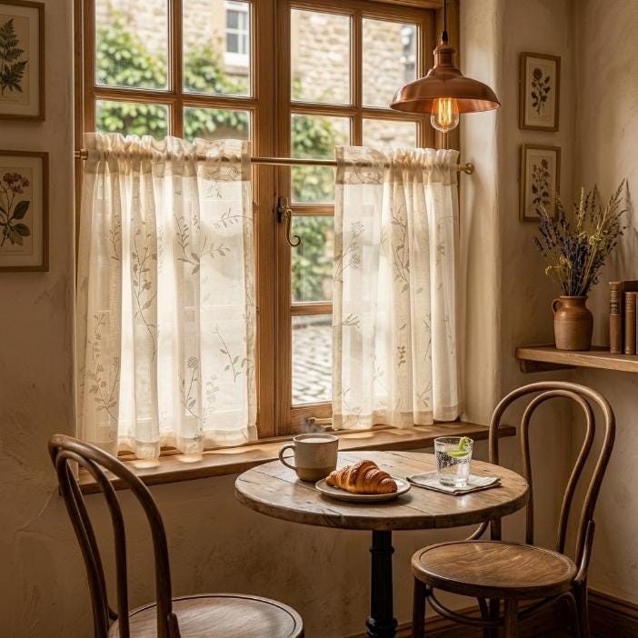 French Country Cafe Sheer Curtain, Transparent Kitchen Window Panel ...