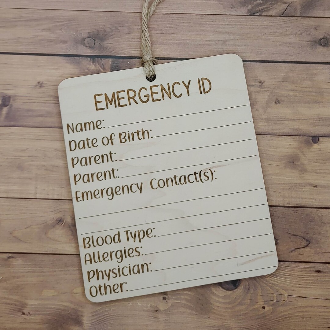 Laser Glowforge Digital File EMERGENCY ID Tag Baby Car Seat SVG - Etsy
