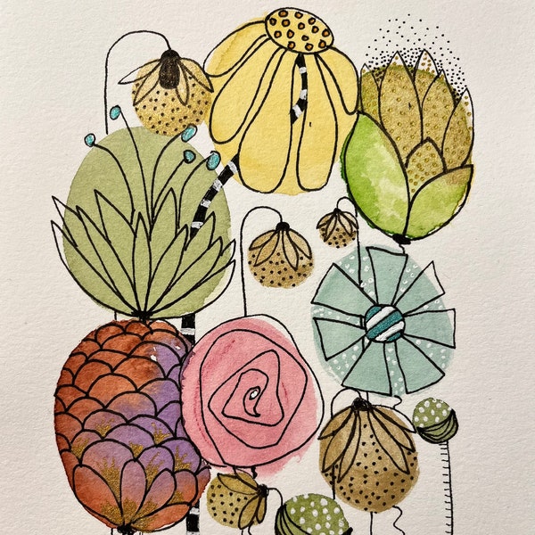 Watercolor Doodle - Etsy