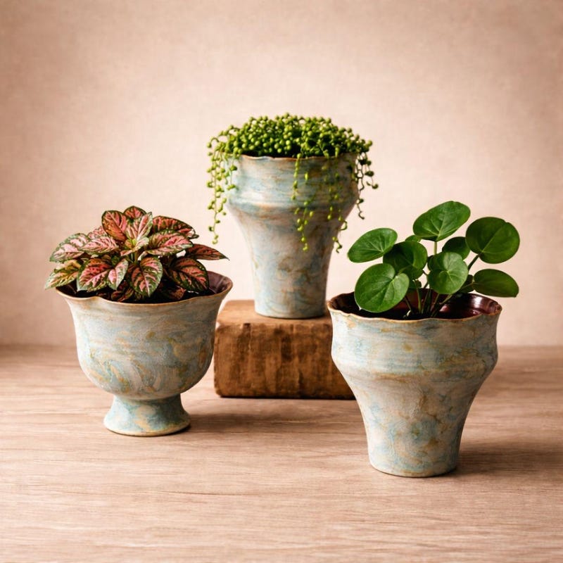 Scalloped Ceramic Pot - Etsy