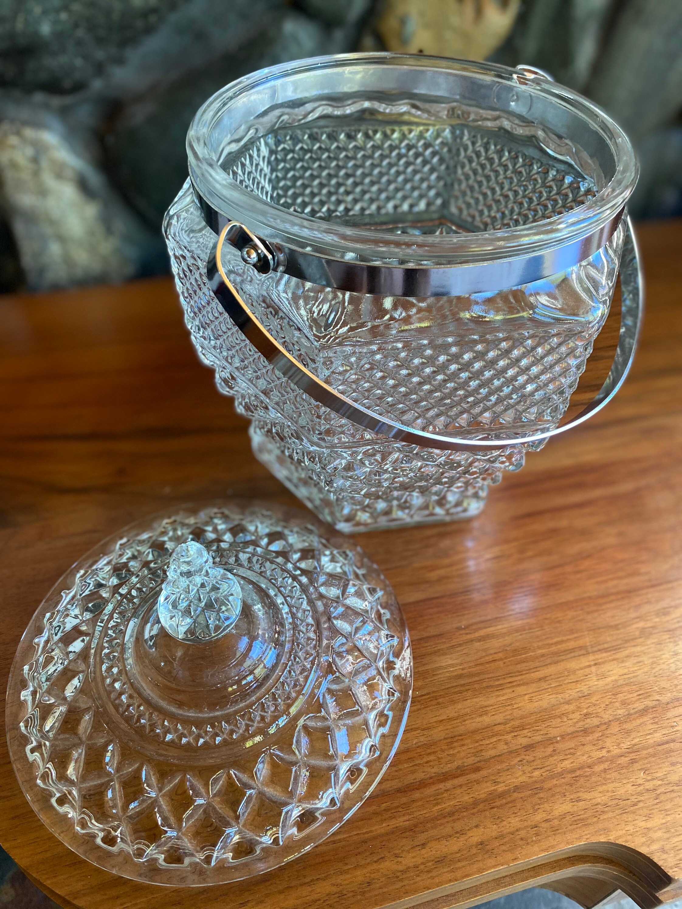 Elegant Crystal and Chrome Ice Bucket - Etsy