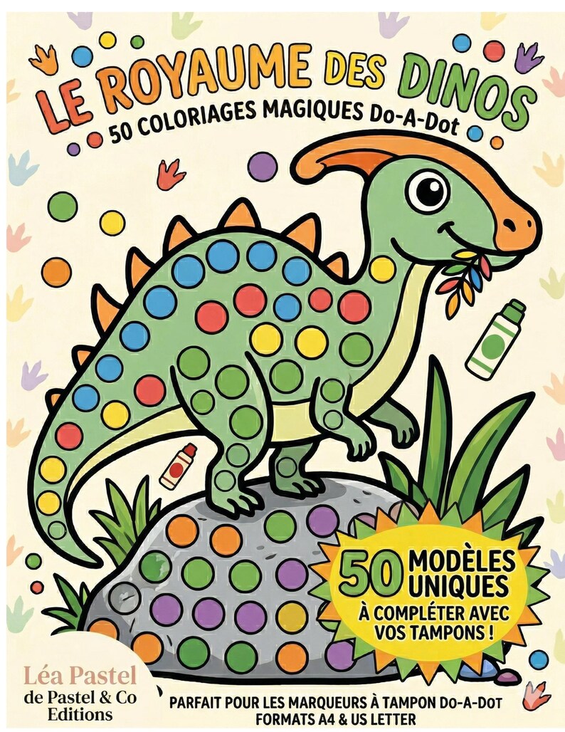 50 Dinosaur Do-a-dot Coloring Pages, Activity Sheets, Stamp Markers ...