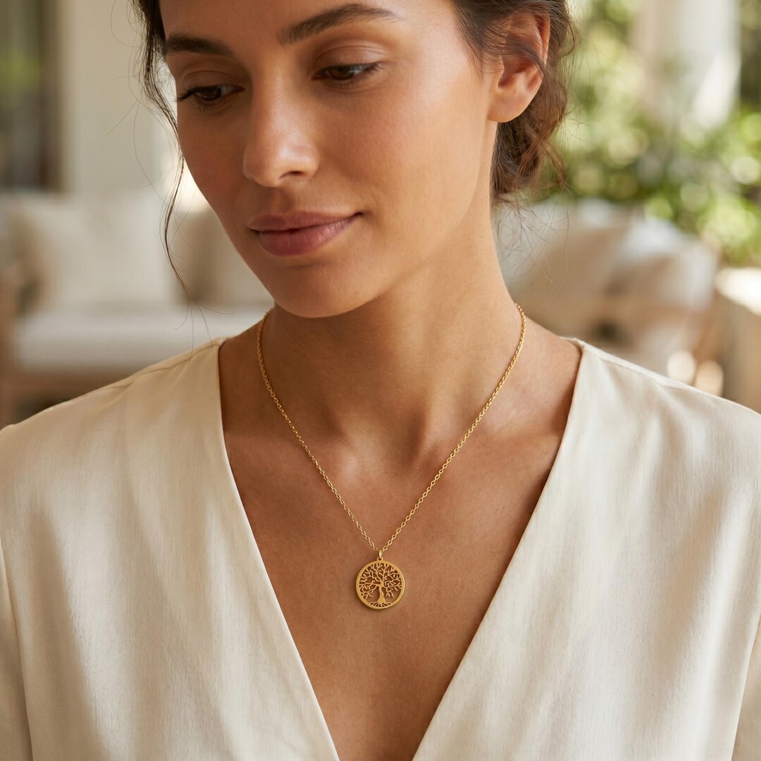 14K Gold Plated Tree of Life Necklace, Tree of Life Pendant for Women ...