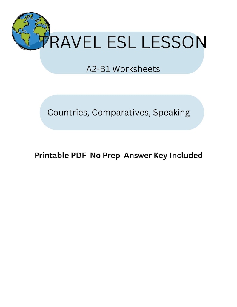 ESL Travel Lesson Plan A2-B1 English Worksheets Countries, Comparatives ...