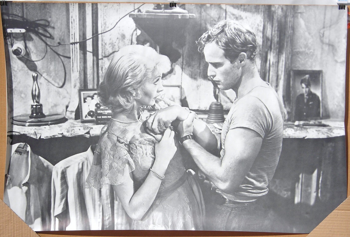 Vtg. 1960s Black and White Trilby Brando & Leigh Movie Poster - Etsy