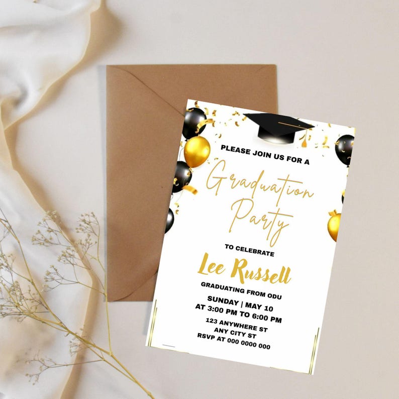 Graduation Invitation Template 2026, Editable Photo Graduation Party ...