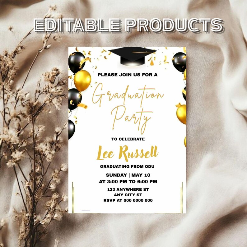 Graduation Invitation Template 2026, Editable Photo Graduation Party ...