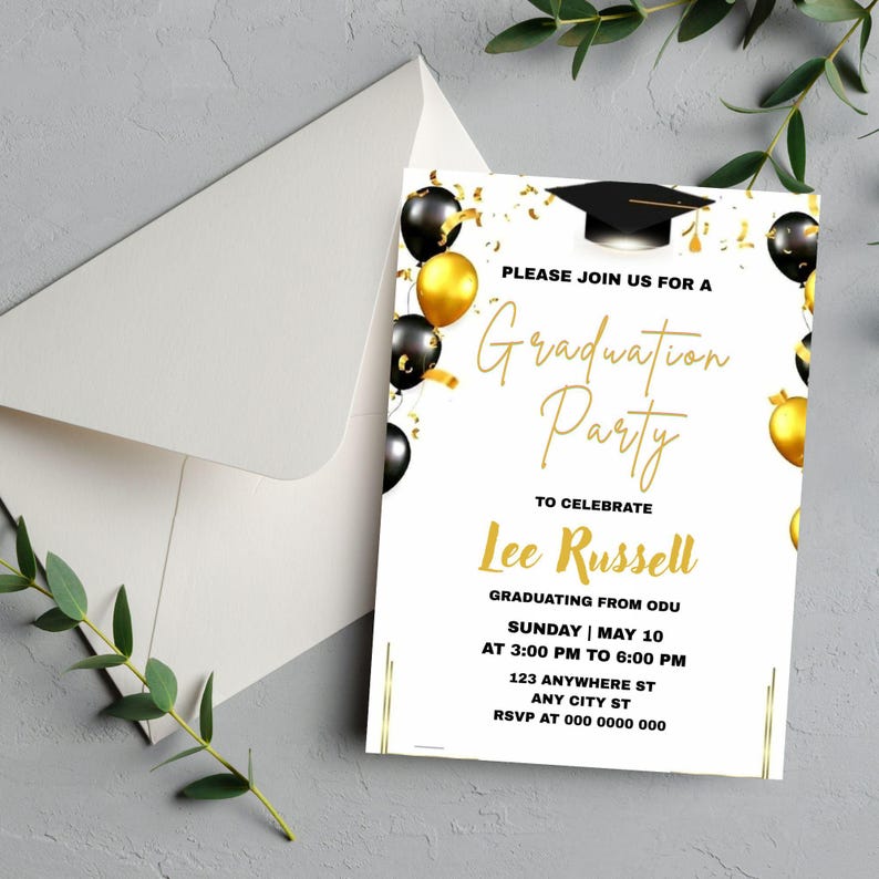 Graduation Invitation Template 2026, Editable Photo Graduation Party ...