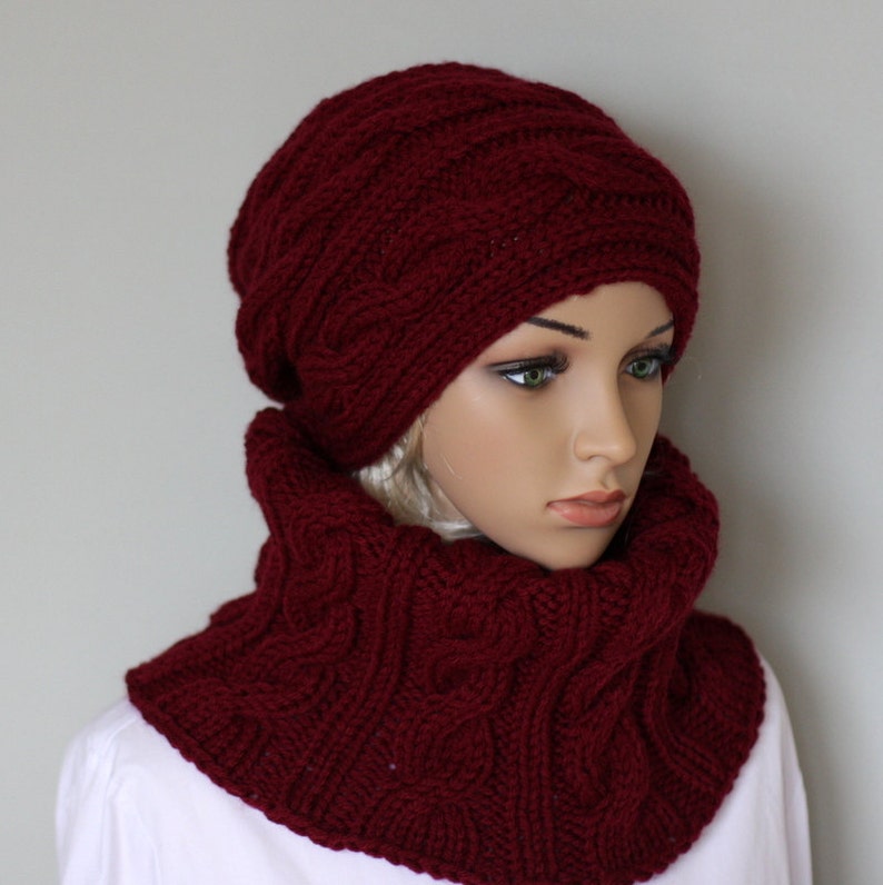 Beautiful Handmade Knit Hat and Scarf .Womens slouchy Large | Etsy