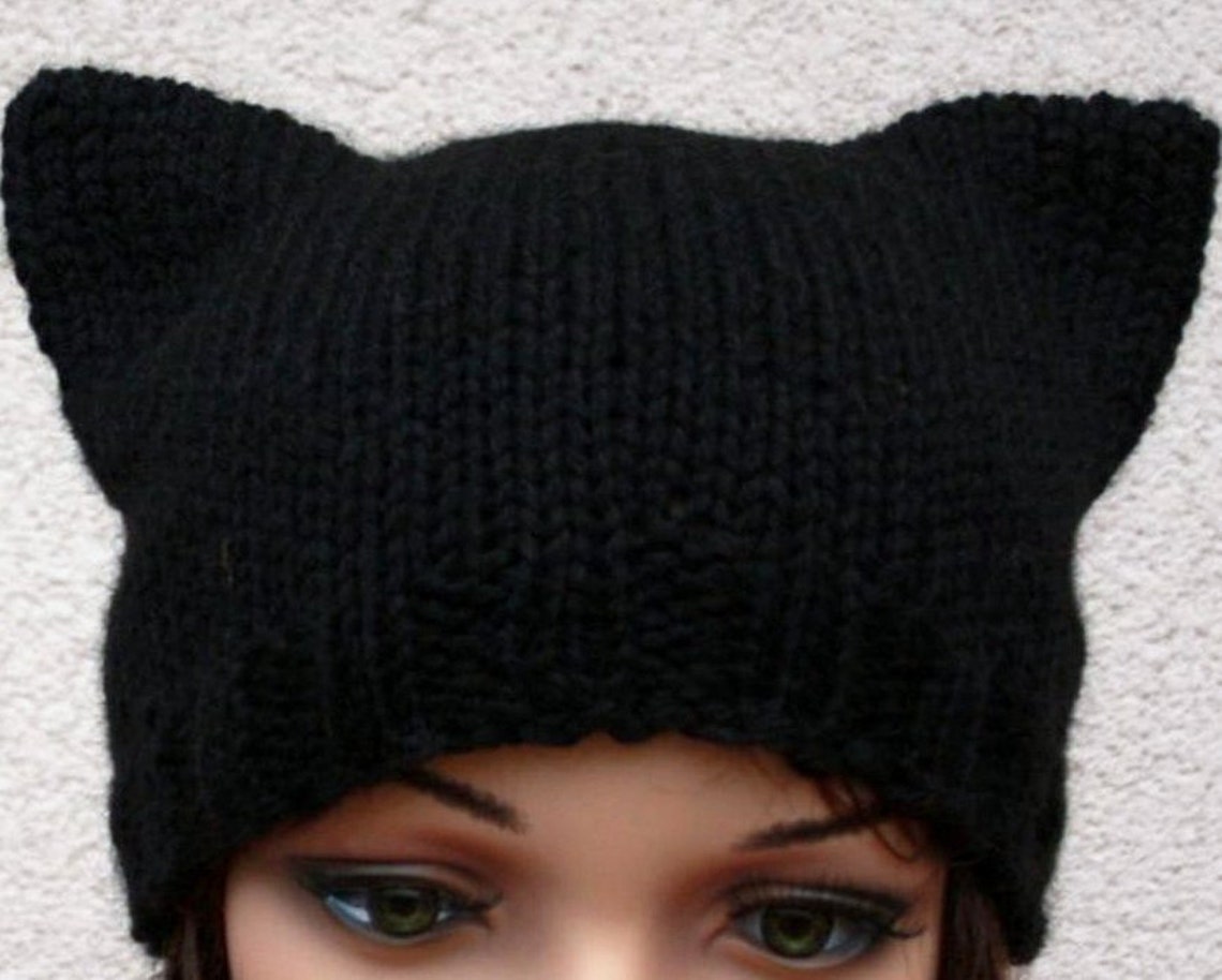 Hat Cat.Ladies beanie ''Black Cat'' Hand | Etsy