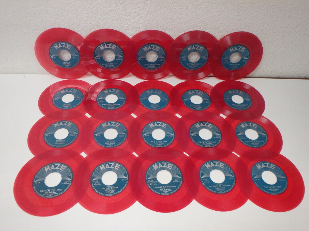 LOT of (20) RED-COLORED 7"/45 Rpm Used Vinyl Records for Arts or ...