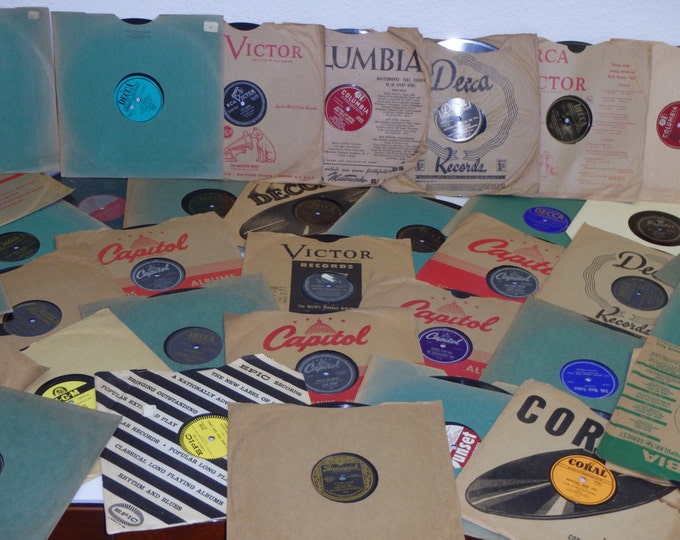Lot of (12) 78 RPM 10" Records in Sleeves Random 20's-60s Jazz Big Band ...
