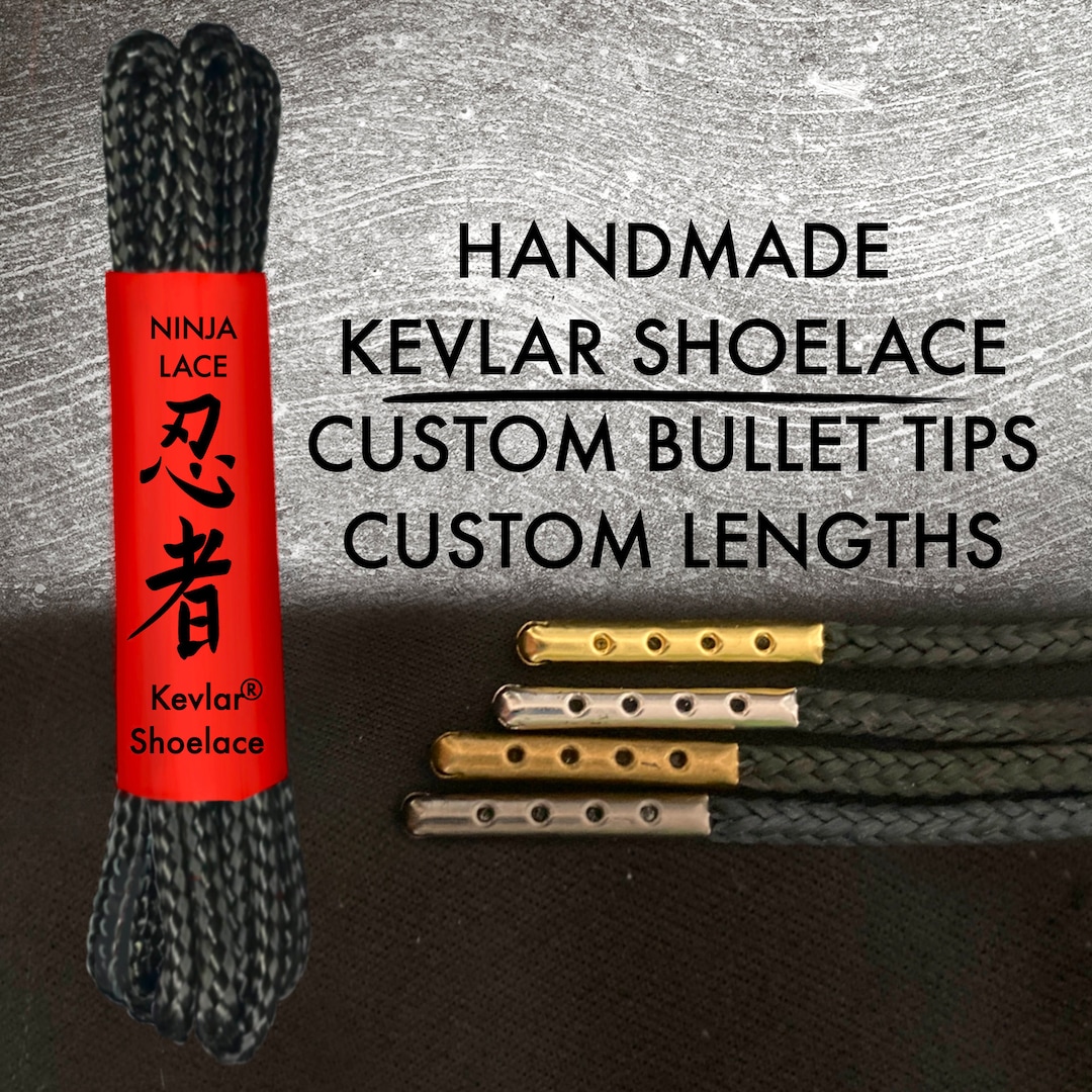 Custom Made - 100% Kevlar Shoelace | Bullet Tips: Black - Gun Metal ...