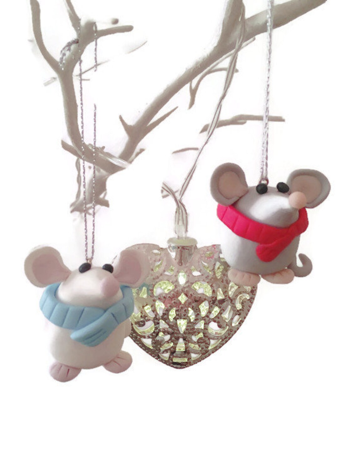 Mouse Christmas Tree Decoration, Tree Ornament , Polymer Clay, Custom ...