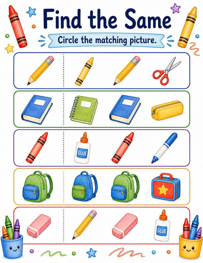 Same Different School | Same and Different Worksheets | Printable PDF ...