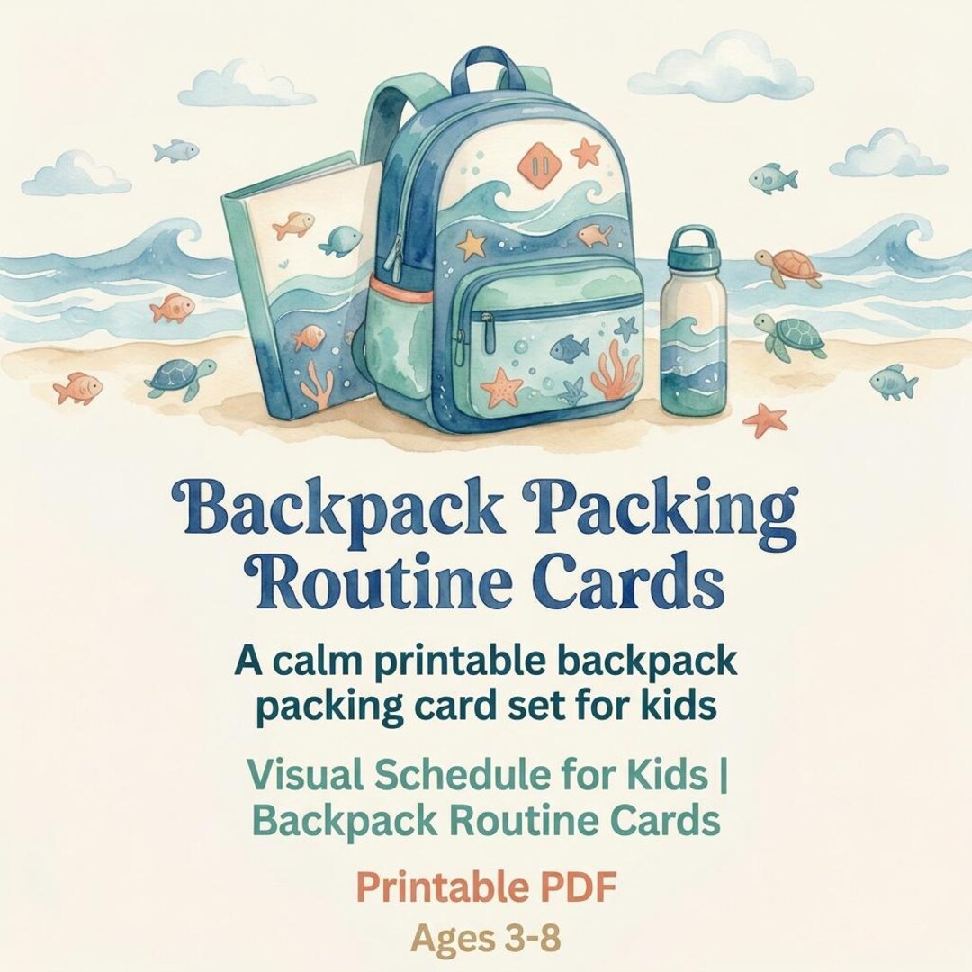 Backpack Packing Routine Cards | Visual Routine Chart for Kids ...