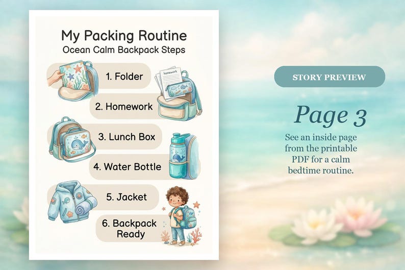 Backpack Packing Routine Cards | Visual Routine Chart for Kids ...