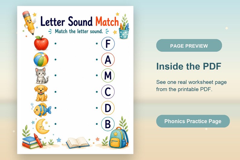 Pencil Sound Match | Phonics Worksheets | Printable PDF | Digital ...