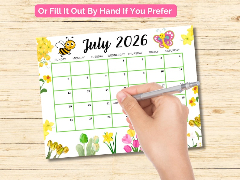 July 2026 Calendar: Editable, Printable Planner (instant Digital ...