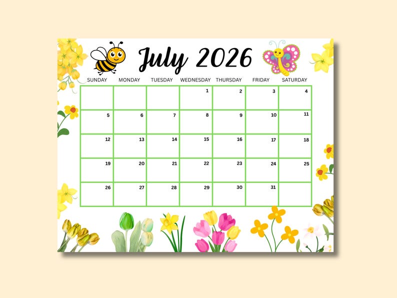 July 2026 Calendar: Editable, Printable Planner (instant Digital ...
