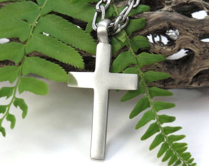 Men's Cross Necklace Big Simple Cross Pendant With Bulky - Etsy