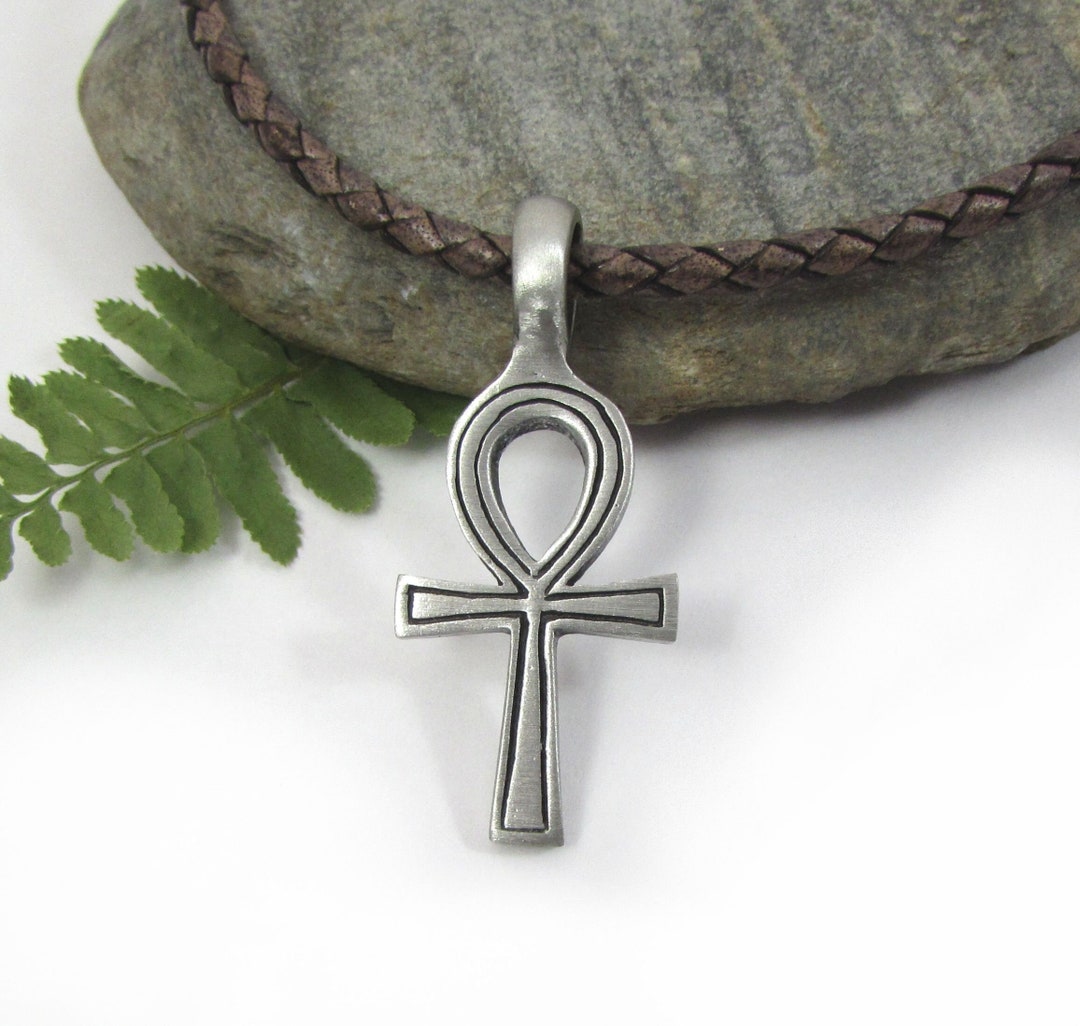Ankh Cross Necklace on Custom Leather Cord, Egyptian Ankh Jewelry - Etsy