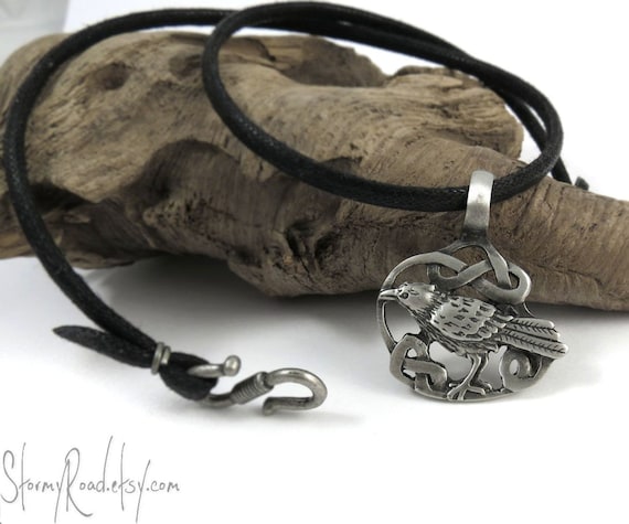 Odin's Raven Necklace Celtic Knot Pendant Silver Bird - Etsy