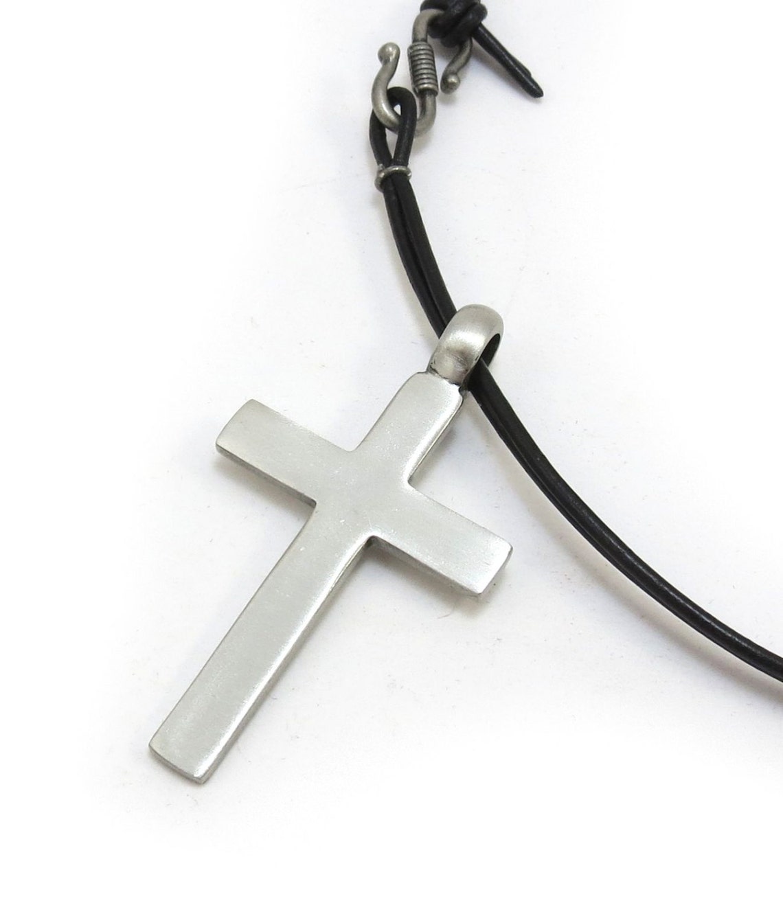 Large Simple Cross Necklace Large Cross Pendant Mens Cross - Etsy