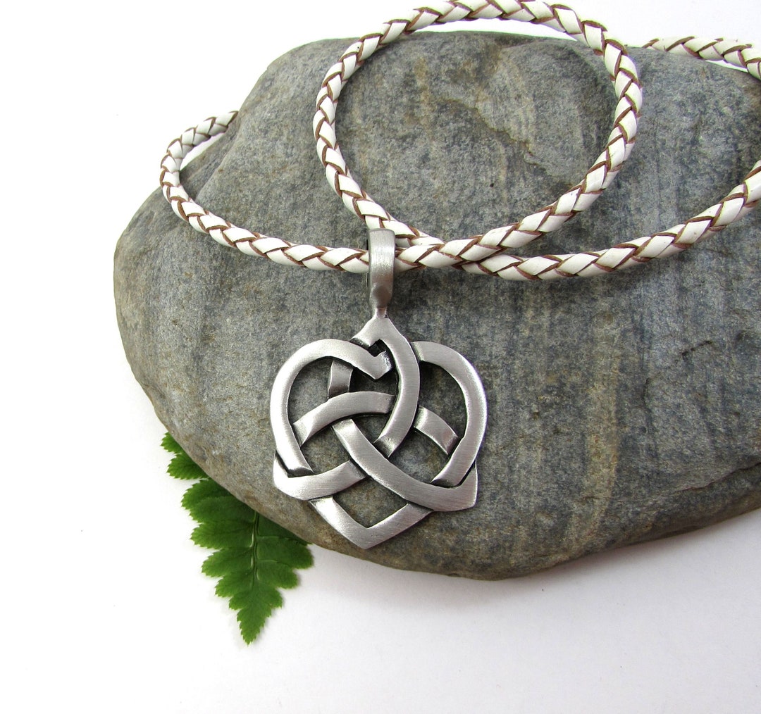 Celtic Heart Necklace, Trinity Knot Pendant With Custom Leather Cord ...