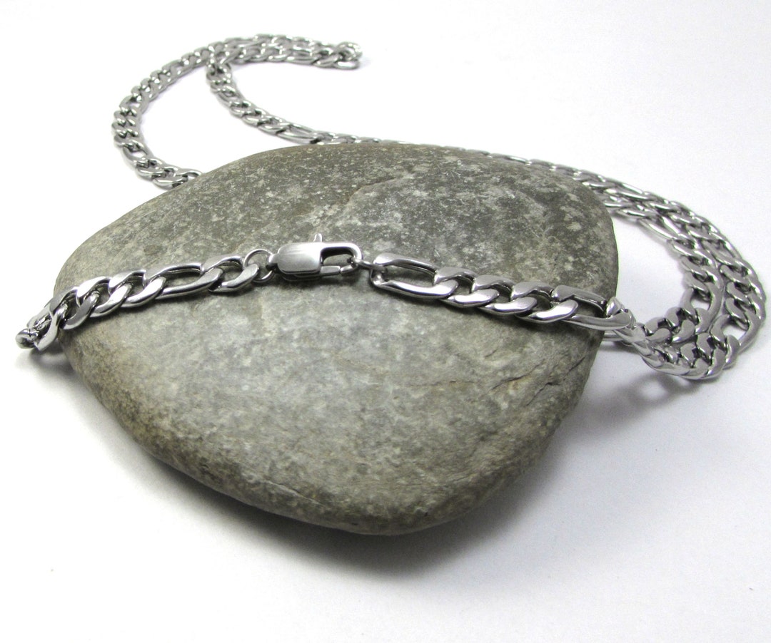Extra Large Stainless Steel Chain, Silver Figaro Chain, Men's Bulky ...