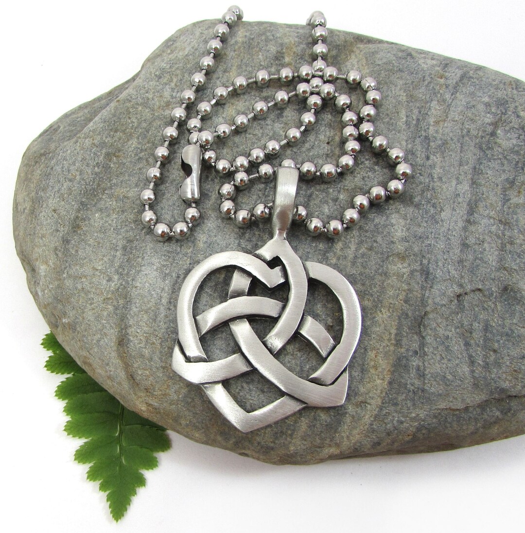 Celtic Trinity Knot Heart Necklace With Stainless Steel Ball Chain ...