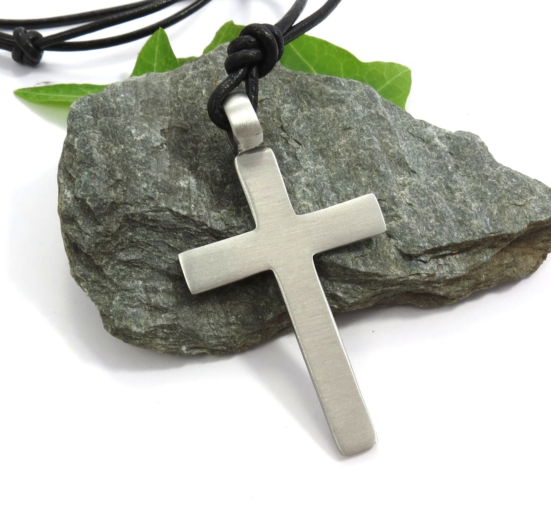 Men's Modern Cross Necklace Minimalist Large Cross | Etsy