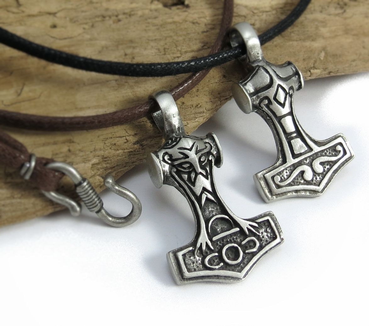 Thor's Hammer Necklace - Reversible Mjolnir Pendant - Viking and Norse ...