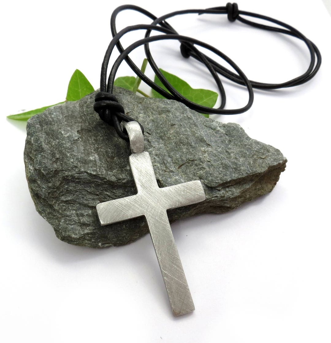 Large Rustic Cross Necklace, Mens Cross Pendant - Christian Jewelry ...