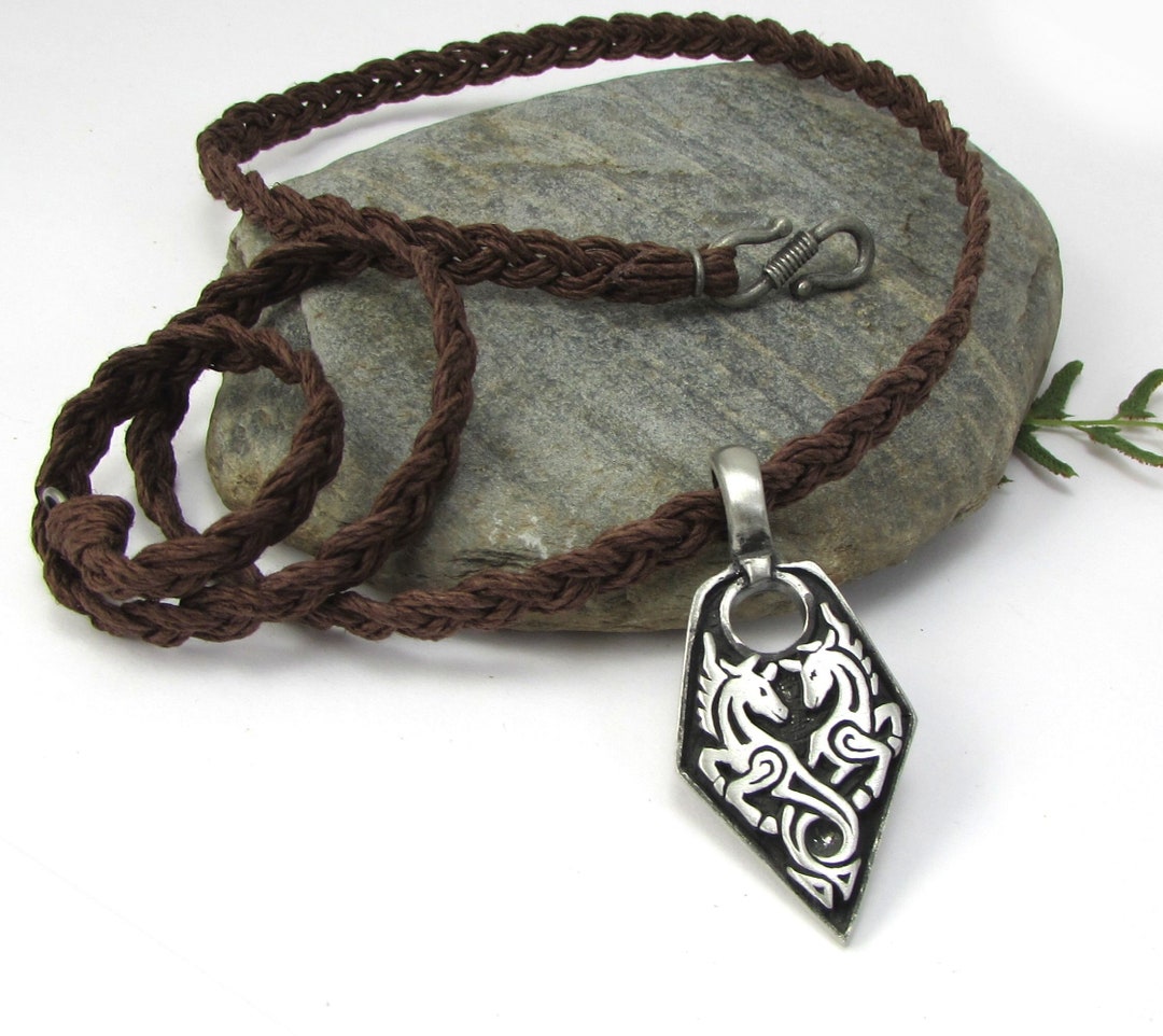 Celtic Unicorn Arrowhead With Custom Hemp Cord Necklace, Earth-tone ...