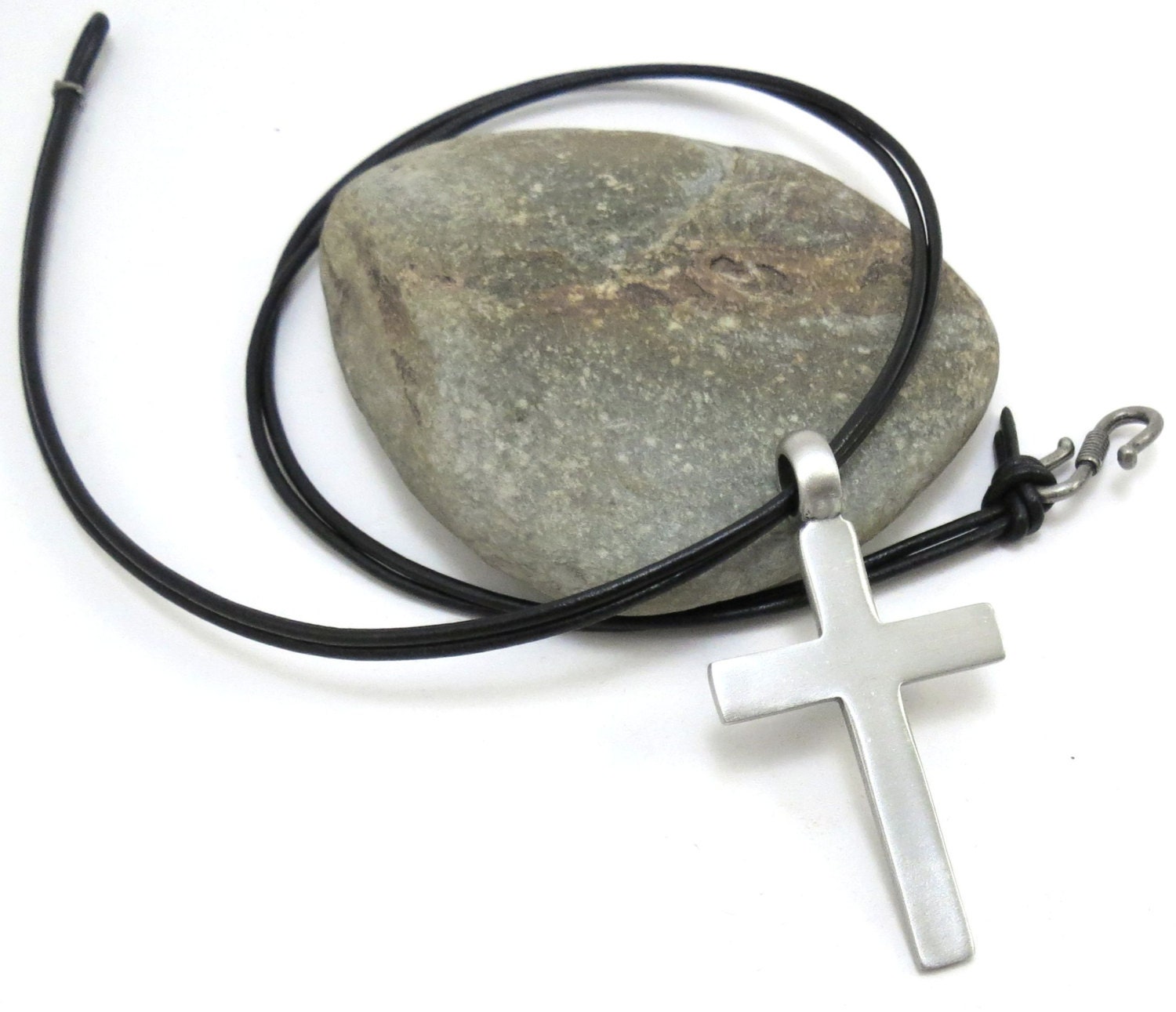 Large Simple Cross Necklace Large Cross Pendant Mens Cross - Etsy
