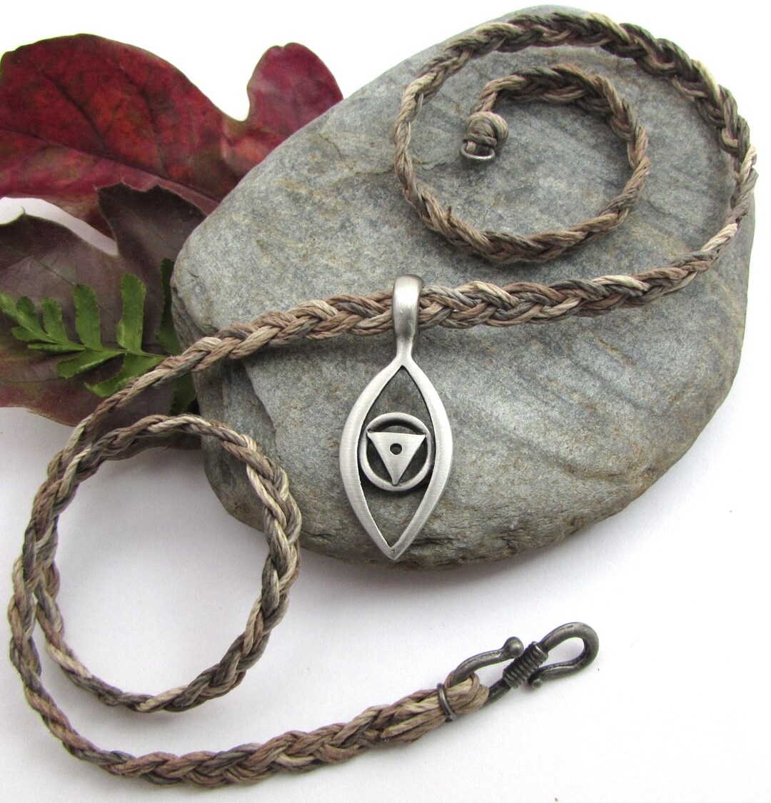 Evil Eye Necklace With Custom Hemp Cord Necklace, Earth-tone Colors ...