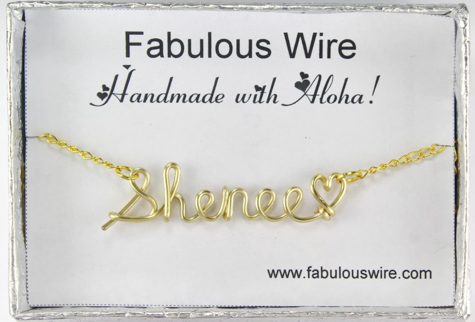 Gold Wire Name Necklace With Heart Custom Handmade up to 10 - Etsy