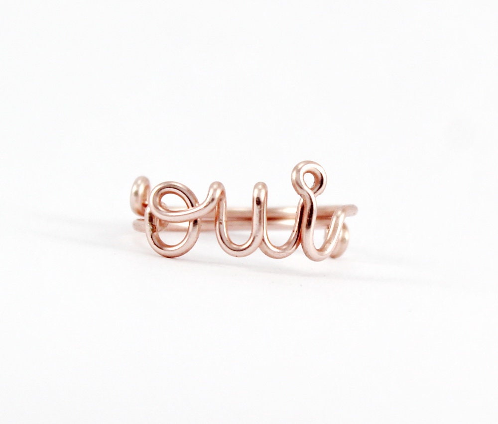 Gold OUI Ring French Word Wire Adjustable Band Ring Yes I Do | Etsy