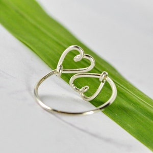 Heart to Heart Ring - Double Heart Love Ring, Sterling Silver Heart ...