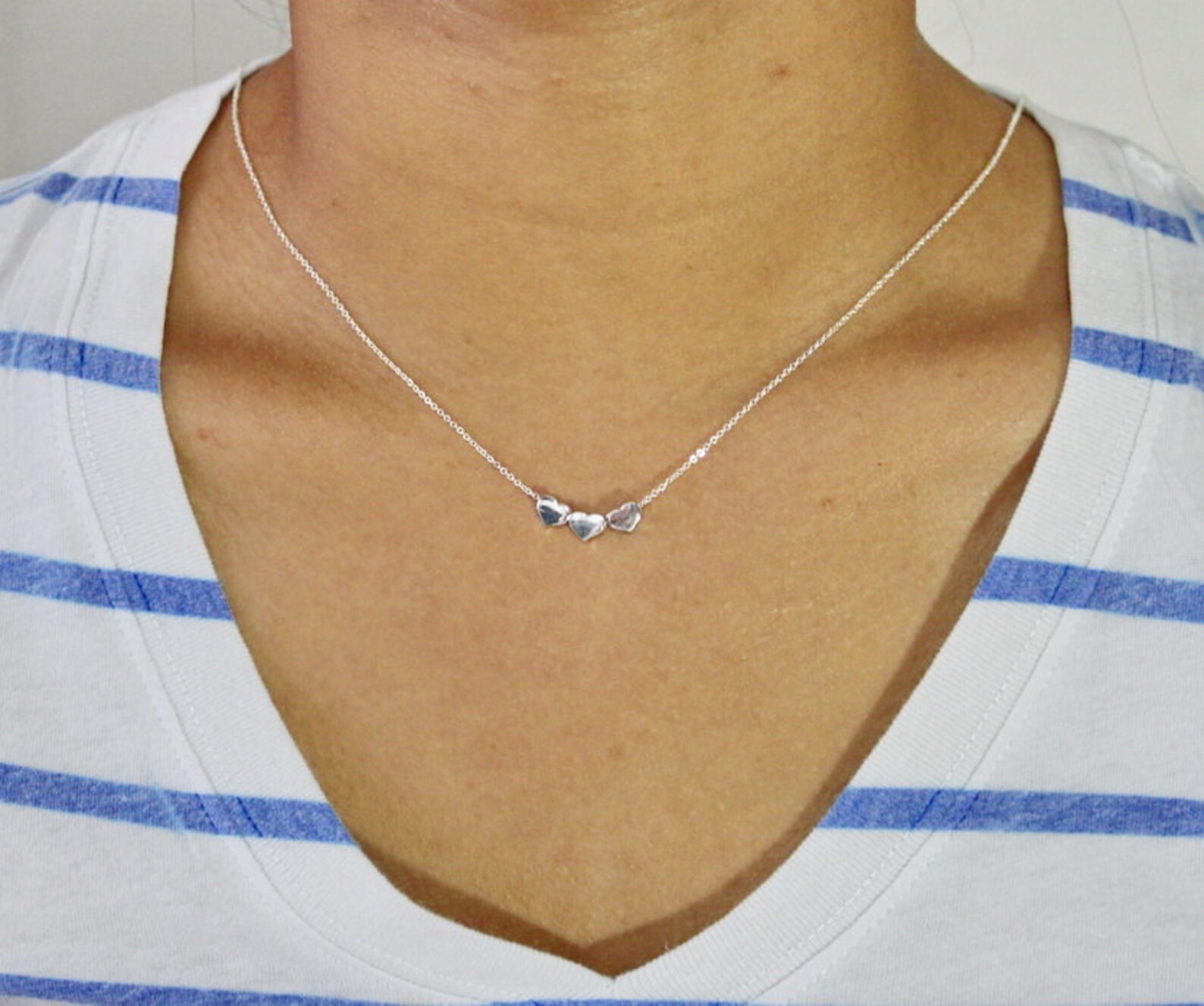 Multi Heart Necklace, Sterling Silver Heart Necklace, Family Gift ...