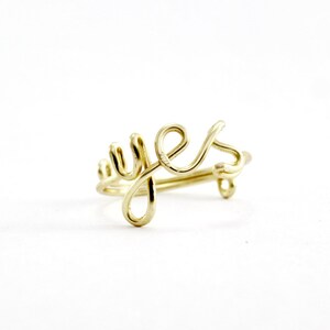 Gold Yes Ring, Hand Crafted Gold Wire Yes Ring, Wire Word Ring ...