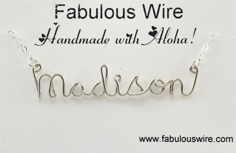 Wire Name Necklace, Personalized Sterling Silver Name Jewelry, Custom ...