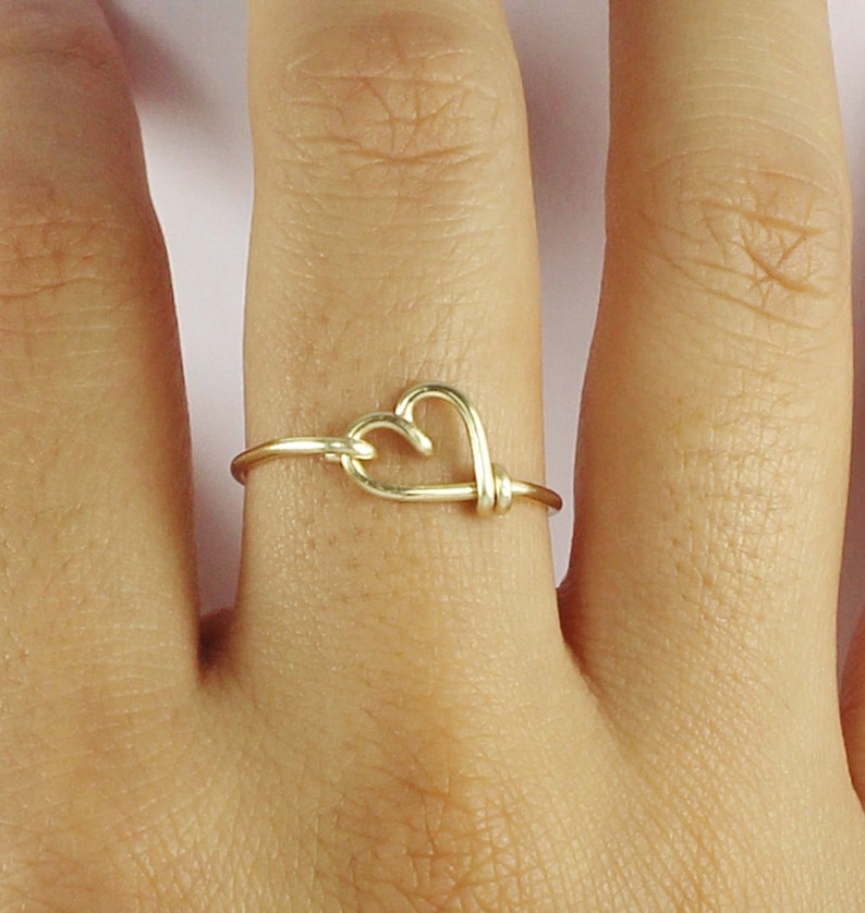 Gold Heart Ring Heart Shaped Love Ring Gold Wire Ring | Etsy