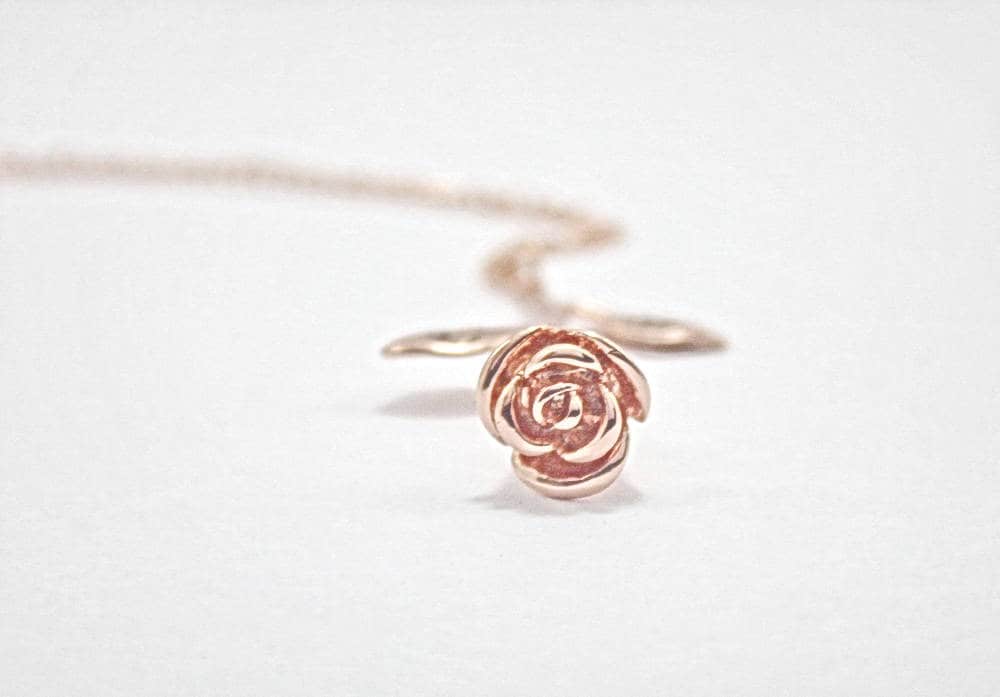 Rose Flower Necklace Personalized Initial Beauty And Beast | Etsy