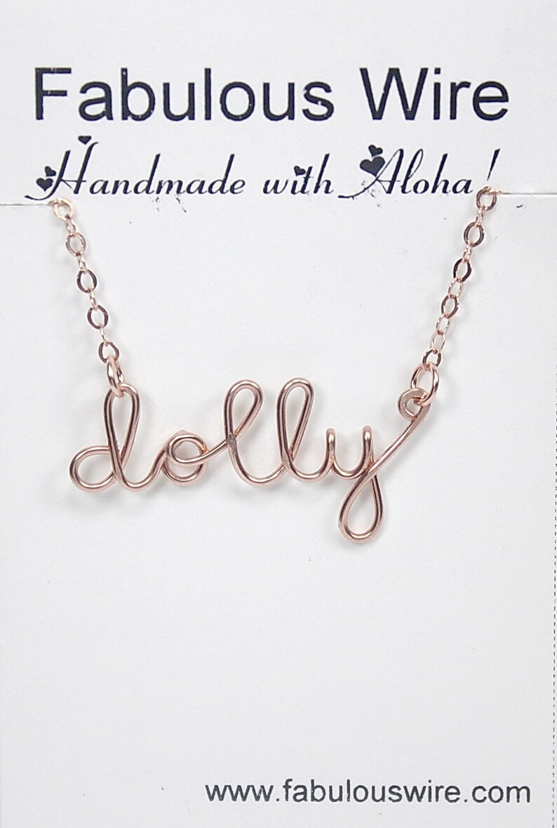 Personalized Wire Name Necklace, Custom Made Rose Gold Wire Script ...